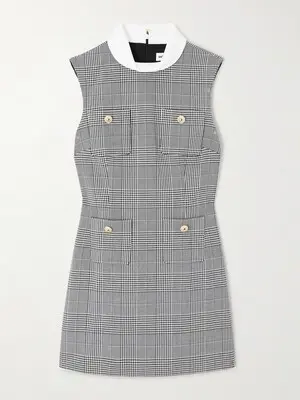 SELF-PORTRAIT Prince Of Wales Checked Tweed Mini Dress - Black
