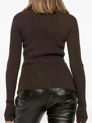 Rick Owens Ribbed Asymmetric Sweater - Brown