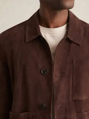 REISS Wilstead Suede Trucker Jacket