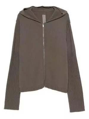 Rick Owens Hooded Ribbed-cuff Cashmere Cardigan