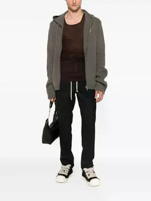Rick Owens Hooded Ribbed-cuff Cashmere Cardigan
