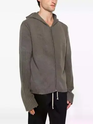 Rick Owens Hooded Ribbed-cuff Cashmere Cardigan