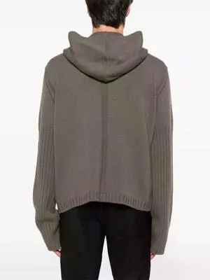 Rick Owens Hooded Ribbed-cuff Cashmere Cardigan