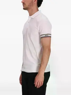 BOSS Striped-cuff Polo Shirt - White