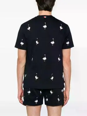 Thom Browne Embroidered-motif T-shirt - Blue