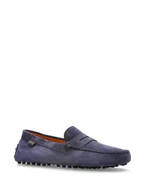 TOD'S Gommino Pebble-textured Suede Loafers - Blue