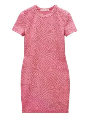 Alexander Wang Short-sleeve Logo-embossed Dress - Pink