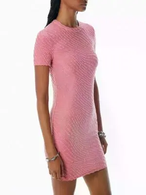 Alexander Wang Short-sleeve Logo-embossed Dress - Pink