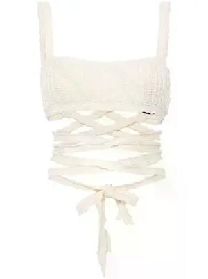 Alanui Lush Nature Cotton Top - Neutrals
