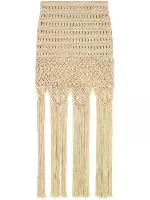 Alanui A Love Letter To India Crochet Skirt - Neutrals