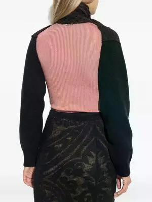 Fendi Cable-knit High Neck Long Sleeve Sweater