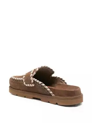 Mou Braided-detail Suede Mules