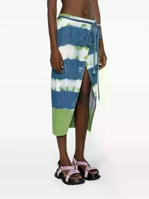 Alanui Magic Journey Denim Wrap Skirt