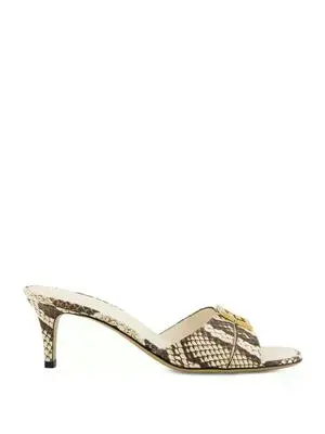 Fendi Snakeskin Print Leather Heeled Sandals