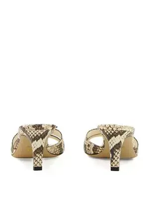 Fendi Snakeskin Print Leather Heeled Sandals