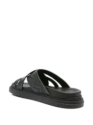 Fendi Cross-strap Leather Slides