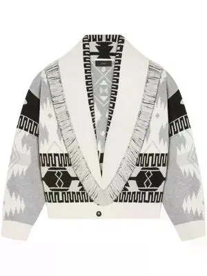Alanui Icon Jacquard Cardigan Bomber - White