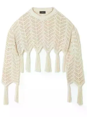 Alanui Chevron Knit Fringed Cropped Jumper