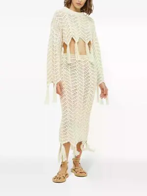 Alanui Chevron Knit Fringed Cropped Jumper