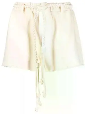 Alanui Braided-belt Cotton Shorts - Neutrals