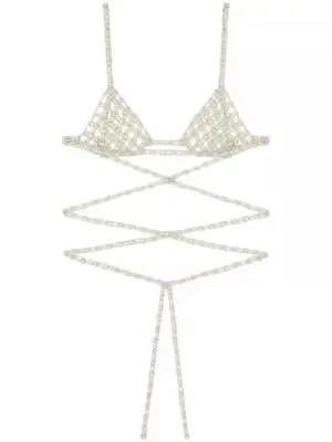 Alanui Lace-up Triangle Bra - Silver