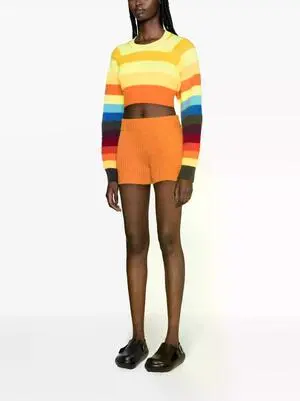 Alanui Ribbed Knit Cotton-cashmere Blend Shorts