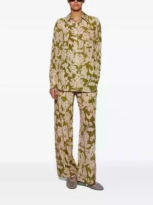 Victoria Beckham Floral-print Trousers - Green