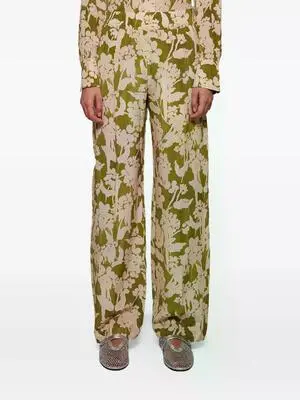 Victoria Beckham Floral-print Trousers - Green