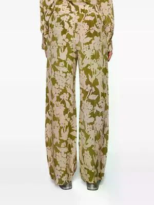 Victoria Beckham Floral-print Trousers - Green