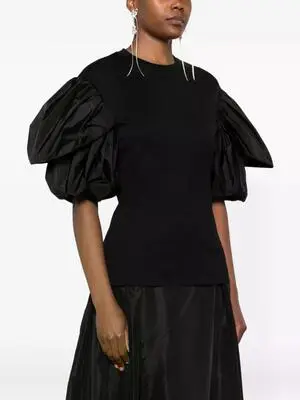 Simone Rocha Ruffled-sleeves T-shirt - Black