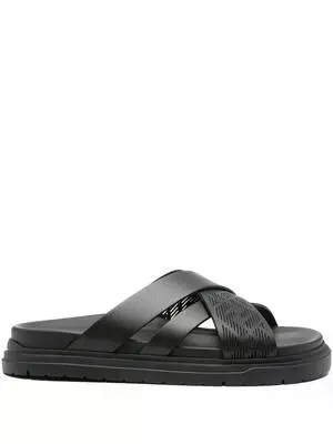 Fendi Leather Criss-cross Slides