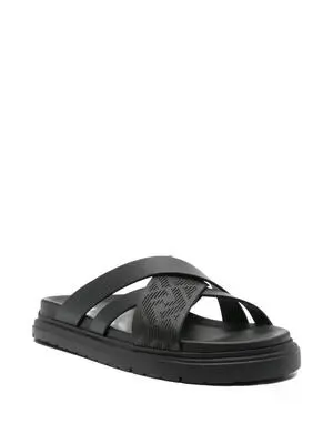 Fendi Leather Criss-cross Slides