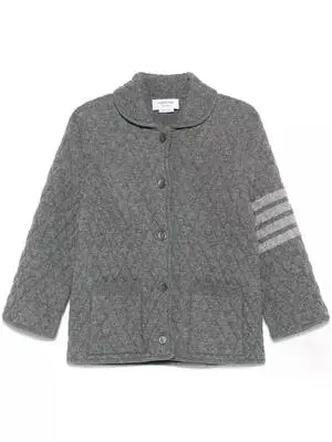 Thom Browne 4 Bar Stripes Quilted Jacket - Grey