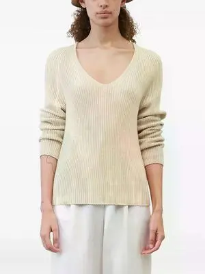 Marc O'polo V-neck Ribbed Sweater - Neutrals
