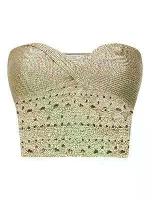 SIMONA CORSELLINI Metallic Crochet Strapless Top