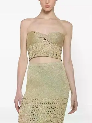SIMONA CORSELLINI Metallic Crochet Strapless Top