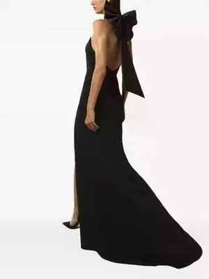 Nicole Miller Bow-detail Halterneck Dress - Black