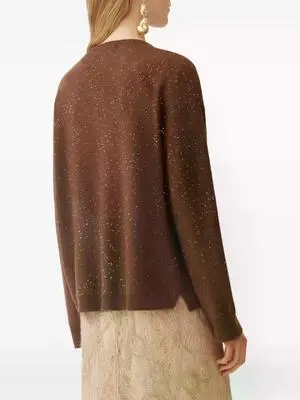 Fabiana Filippi Sequin-embellished V-neck Jumper - Brown