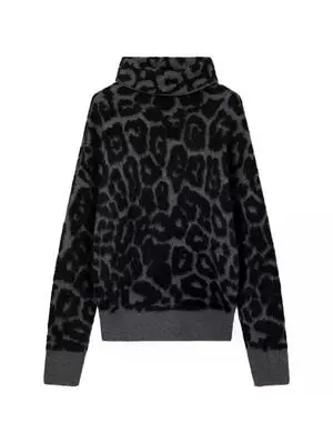 Stella McCartney Leopard-pattern Roll-neck Jumper - Grey
