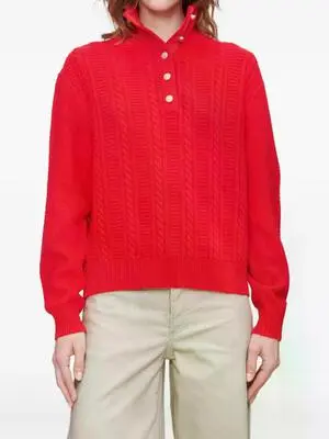 A.p.c. Thea Cable-knit Button Sweater - Red