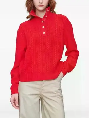 A.p.c. Thea Cable-knit Button Sweater - Red