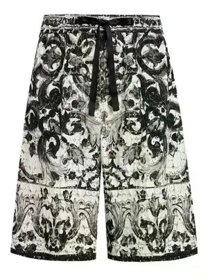 Dolce & Gabbana Majolica-print Cotton Shorts - Black