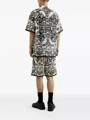 Dolce & Gabbana Majolica-print Cotton Shorts - Black