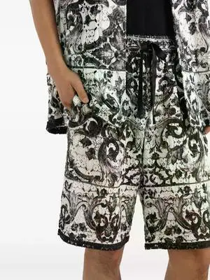Dolce & Gabbana Majolica-print Cotton Shorts - Black