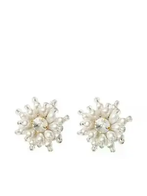 VANINA Beaded Crystal Earrings - White