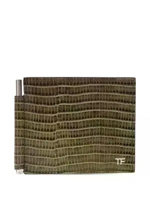 TOM FORD Crocodile-effect Leather Cardholder - Green