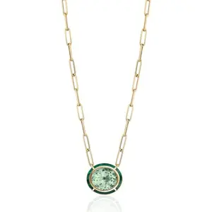Goshwara Melange Blue Topaz Pendant Necklace - Prasiolite/malachite