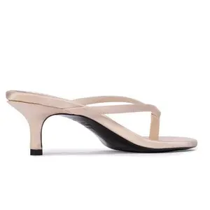 BLACK SUEDE STUDIO Tash 50 Satin Thong Sandal - Champagne Satin
