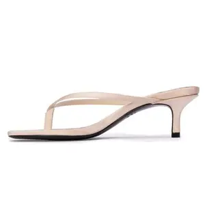 BLACK SUEDE STUDIO Tash 50 Satin Thong Sandal - Champagne Satin