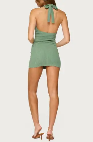 EDIKTED Rowe Texture Halter Mini Dress